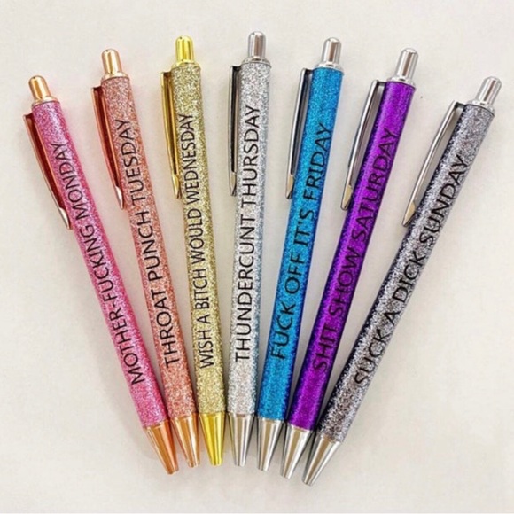 Office | 1 Hr Sale Bnwt 7 Piece Set Funny Curse Pens | Poshmark